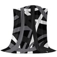 Abstract Art Fleece Throw Blanket White Black Gray Line Modern Simple ...