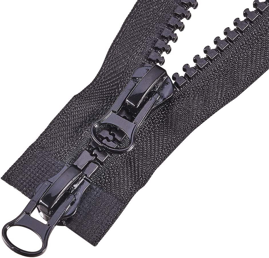 2PCS #8 32 Inch Two Way Separating Plastic Zippers Black Heavy Duty Resin Zippers Bulk for ...