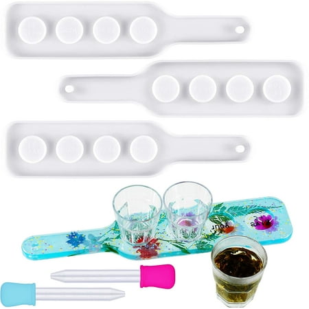 3 Pieces Shot Glass Serving Tray Mold Shot Glass Holder Resin Mold ...