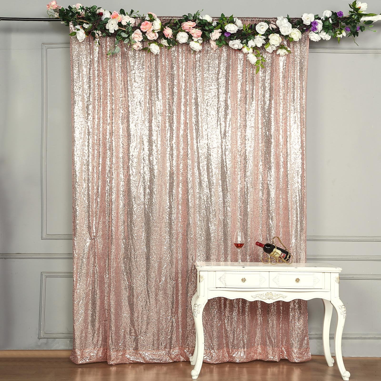 Efavormart 8ft Blush/Rose Gold Sequin Photo Booth Backdrop Photography ...