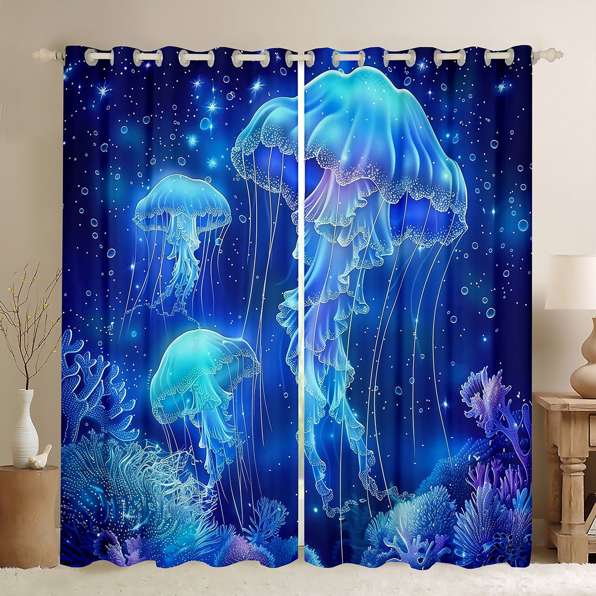 Click here for Erosebridal Sea Jellyfish Curtains For Living Room... prices