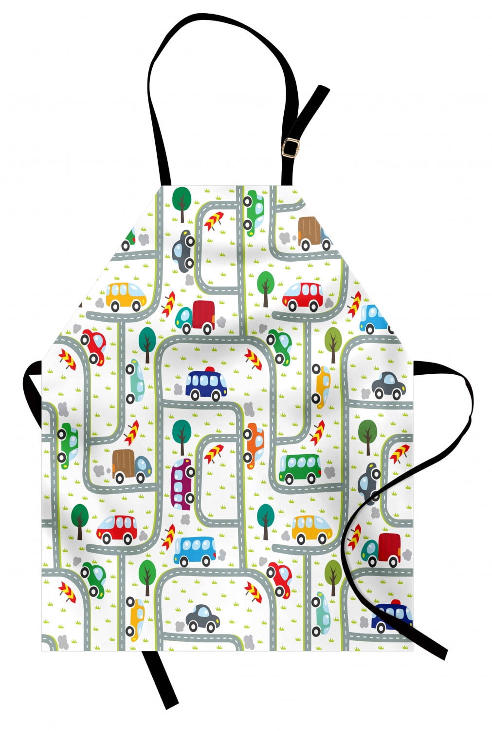 Cars Apron, Vibrant Drawing Cars Driving on the Roads Traffic Urban ...
