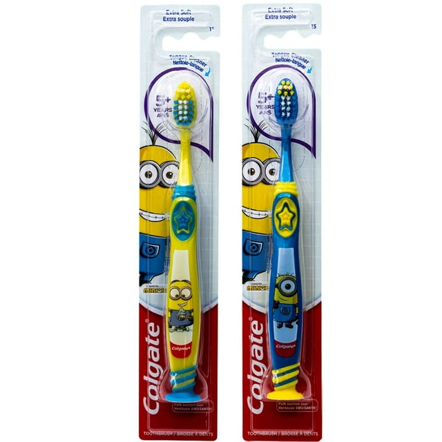 Colgate Minions Toothbrush with Suction Cup, Tongue Cleaner 5+ Years ...