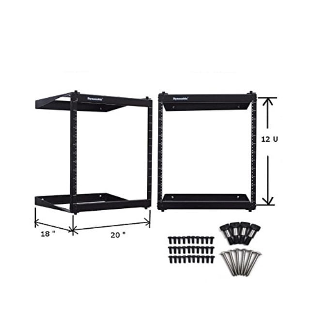 dynacable 12u 19-inch open frame swing out rack mount for network ...