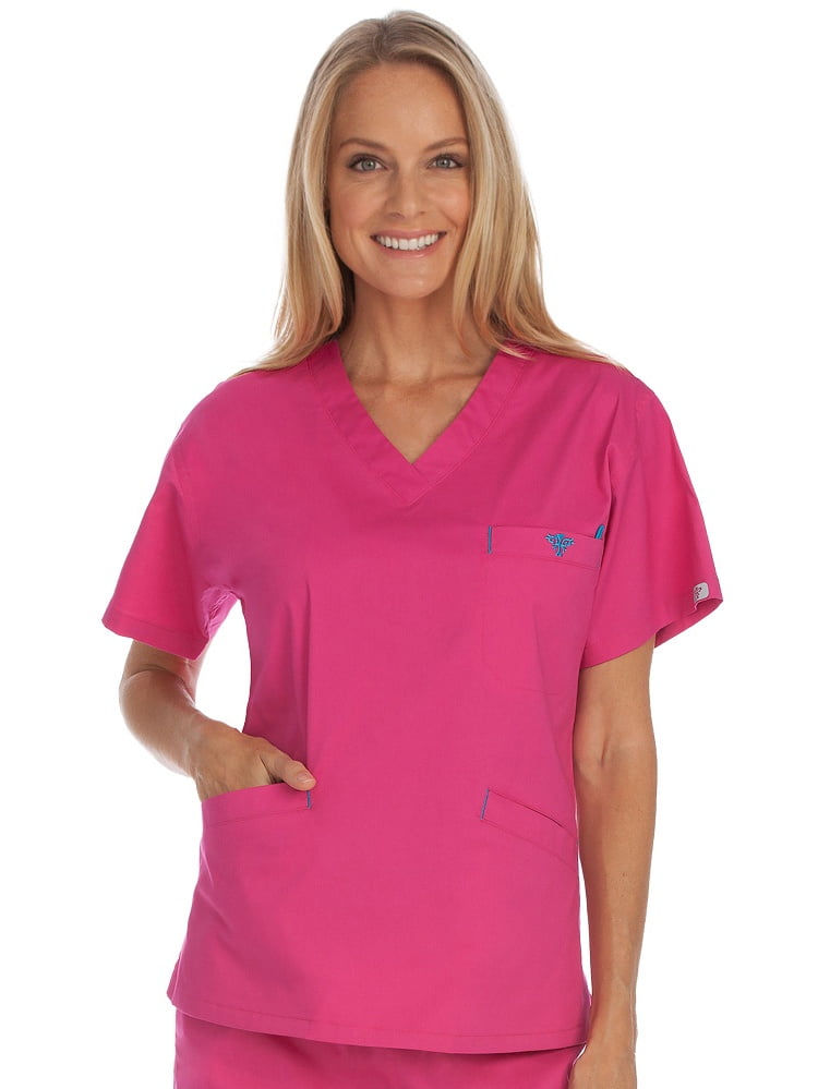 Med Couture Women's Signature V-Neck Solid Scrub Top - Walmart.com