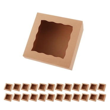 [18 Boxes and 18 Trays Pack] 9x7x3.5” White Cupcake Box with Window and ...