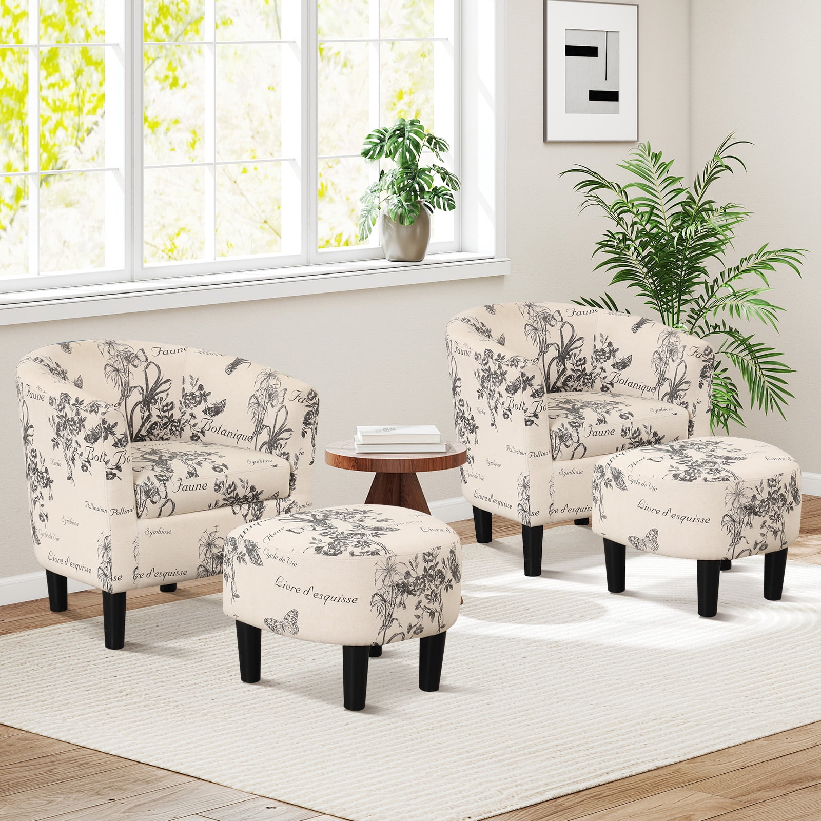 Click here for Bonzy Home 2 Pcs Accent Chair With Ottoman  Barrel... prices