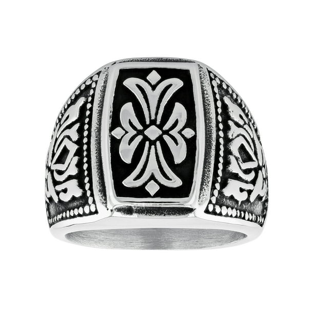 Believe by Brilliance - Men - Men's Stainless Steel Gothic Signet Ring ...