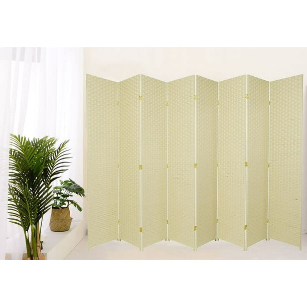 Legacy Decor Room Divider 8 Panel Weave Design Fiber Ivory Color 71 ...