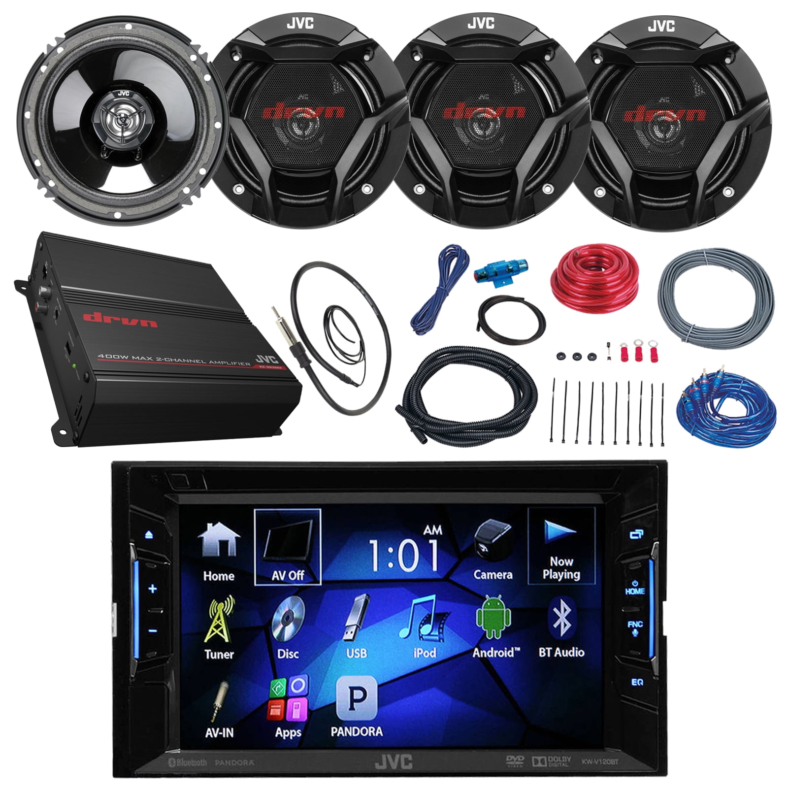 JVC KWV140BT 6.2" Touch Screen Car CD/DVD Bluetooth Receiver Bundle ...