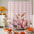 Bathroom Shower Curtain Pink Floral Thanksgiving Pumpkin Waterproof ...