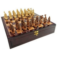 Japanese Samurai Warrior Chess Set w/ 17" Gloss Cherry Color Storage ...