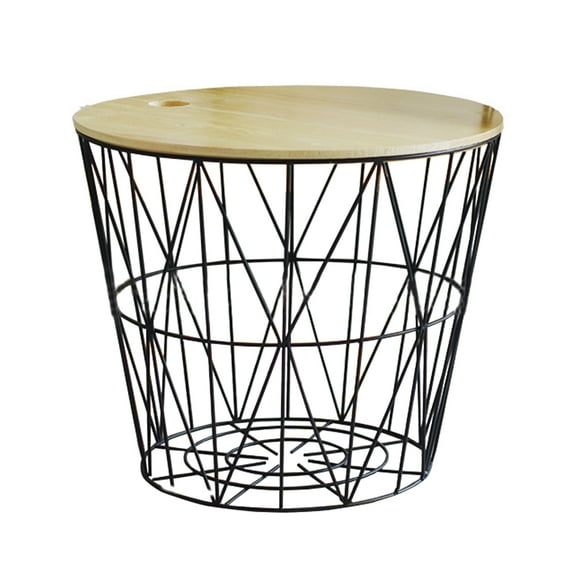 Wire Basket Table Wood Top
