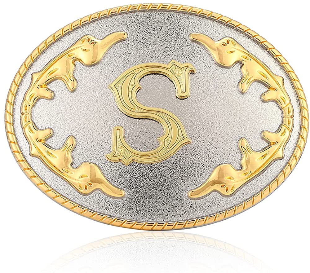 Belt Buckle Men -Western Cowboy Rodeo Gold Large Alphabet Letter ...