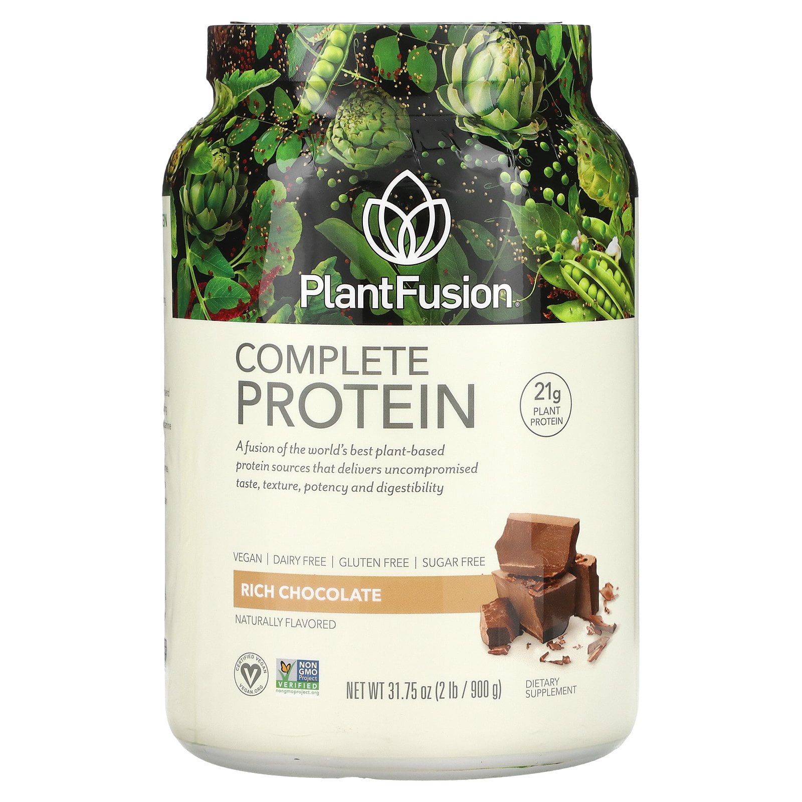 PlantFusion Complete Protein Powder, Rich Chocolate, 2 lb (900 g ...