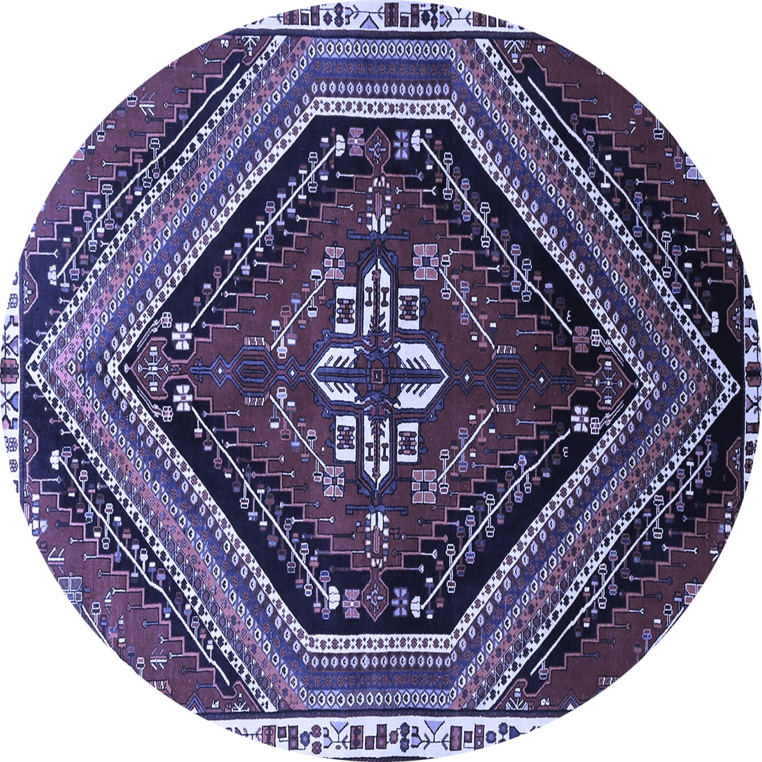 Ahgly Company Indoor Round Persian Blue Traditional Area Rugs, 7' Round ...