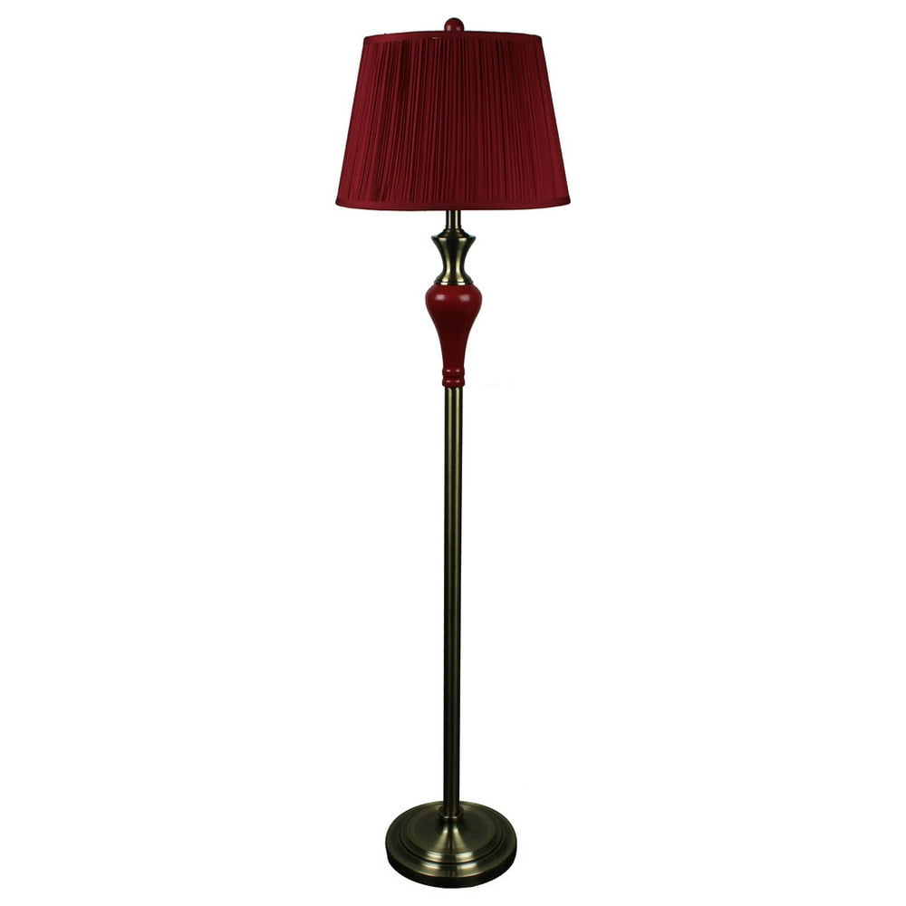 Urbanest Lincolnshire Floor Lamp in Ruby Red With Burgundy Pleated ...