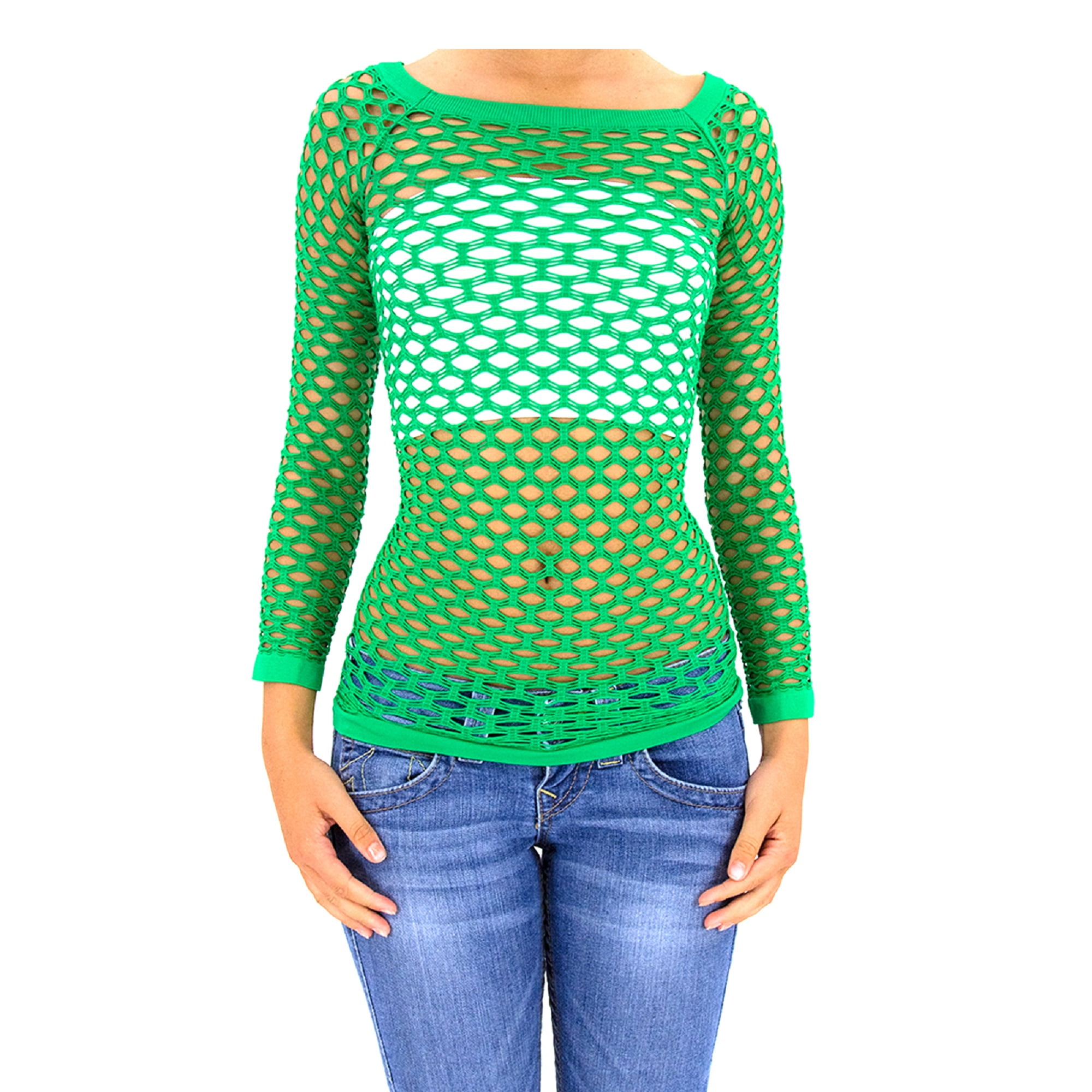 TD Collections Nylon Fishnet Long Sleeve Top Go Go Dance Wear - Walmart.com