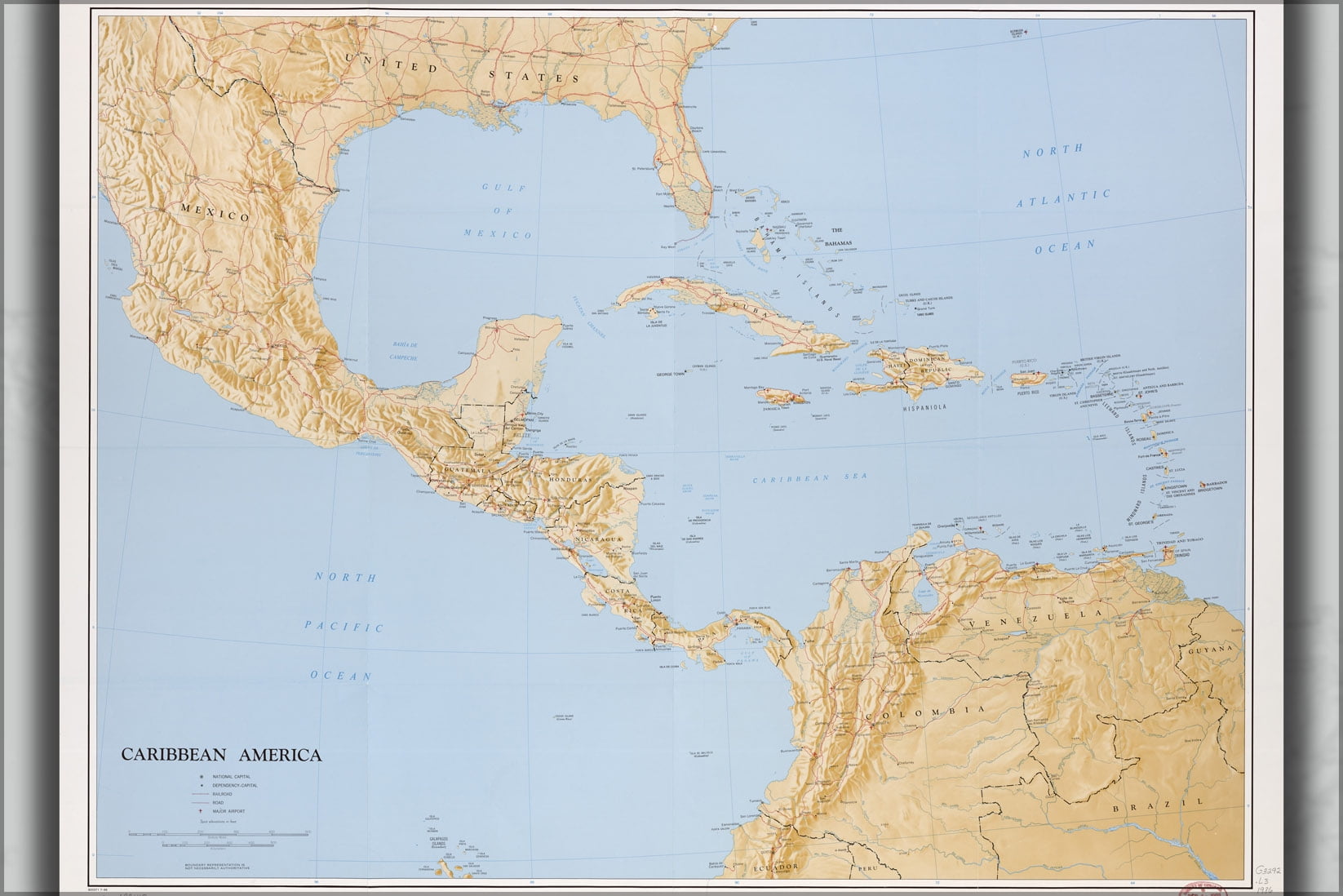 24"x36" Gallery Poster, cia map of Caribbean cuba puerto rico 1986 ...