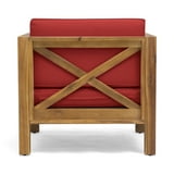 GDF Studio Indira Outdoor Acacia Wood Club Chair with Cushion, Teak ...