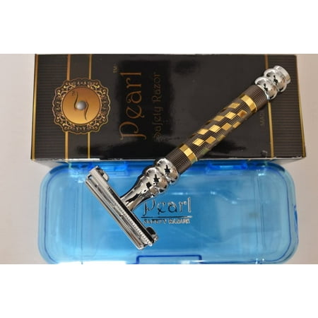 Pearl Butterfly Safety Razor, Black Knurl Handle with Gold Helical ...