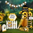 13-Piece Honey Bee Tiered Tray Decor Set - Spring Summer Rustic Wooden Signs with Gnome, Yellow ...