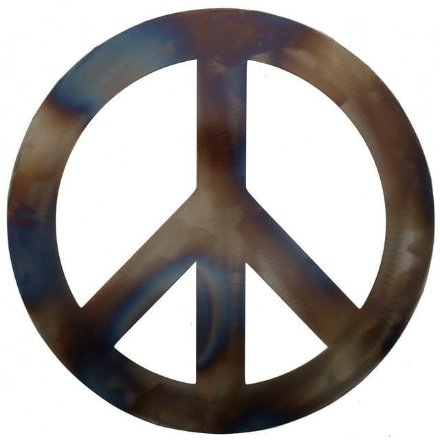 Metal Peace Sign Wall Decor - 12" Flame Torched Finish Hippie Art ...