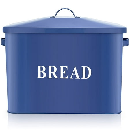 E-far Navy Blue Bread Box for Kitchen Countertop, Metal Bread Bin ...