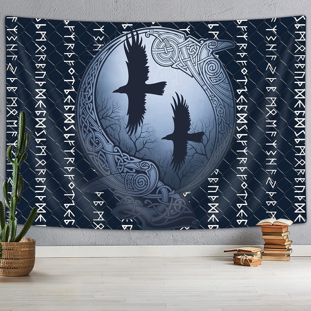 Viking Art Tapestry Crow Spirit Tapestry Norse Mythology Ancient ...