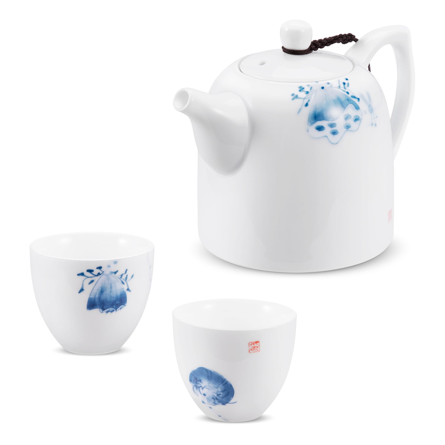 Chinese Japanese Vintage Porcelain Tea Set Teapot, (White Porcelain ...