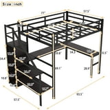 RIGO Metal Full Size Loft Bed with L-shaped Desk and USB Loft Bed with ...