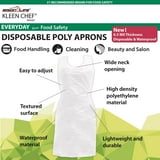 Kleen Chef Kitchen Waterproof Disposable Poly Aprons, OSFM (100 per box ...