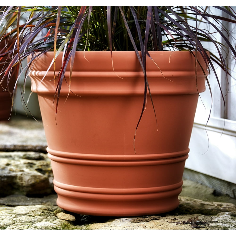 Bloem Rolled Rim Planter 12" Terra Cotta - Walmart.com - Walmart.com