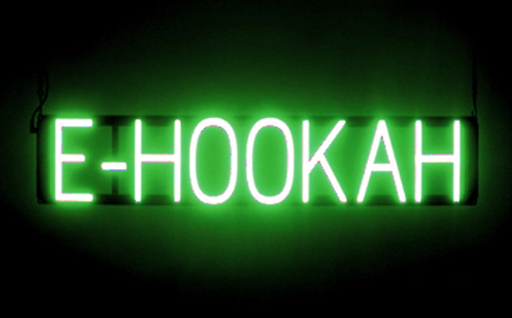 SpellBrite E-HOOKAH LED Sign for Business. 30.8" x 6.3" Green E-HOOKAH ...
