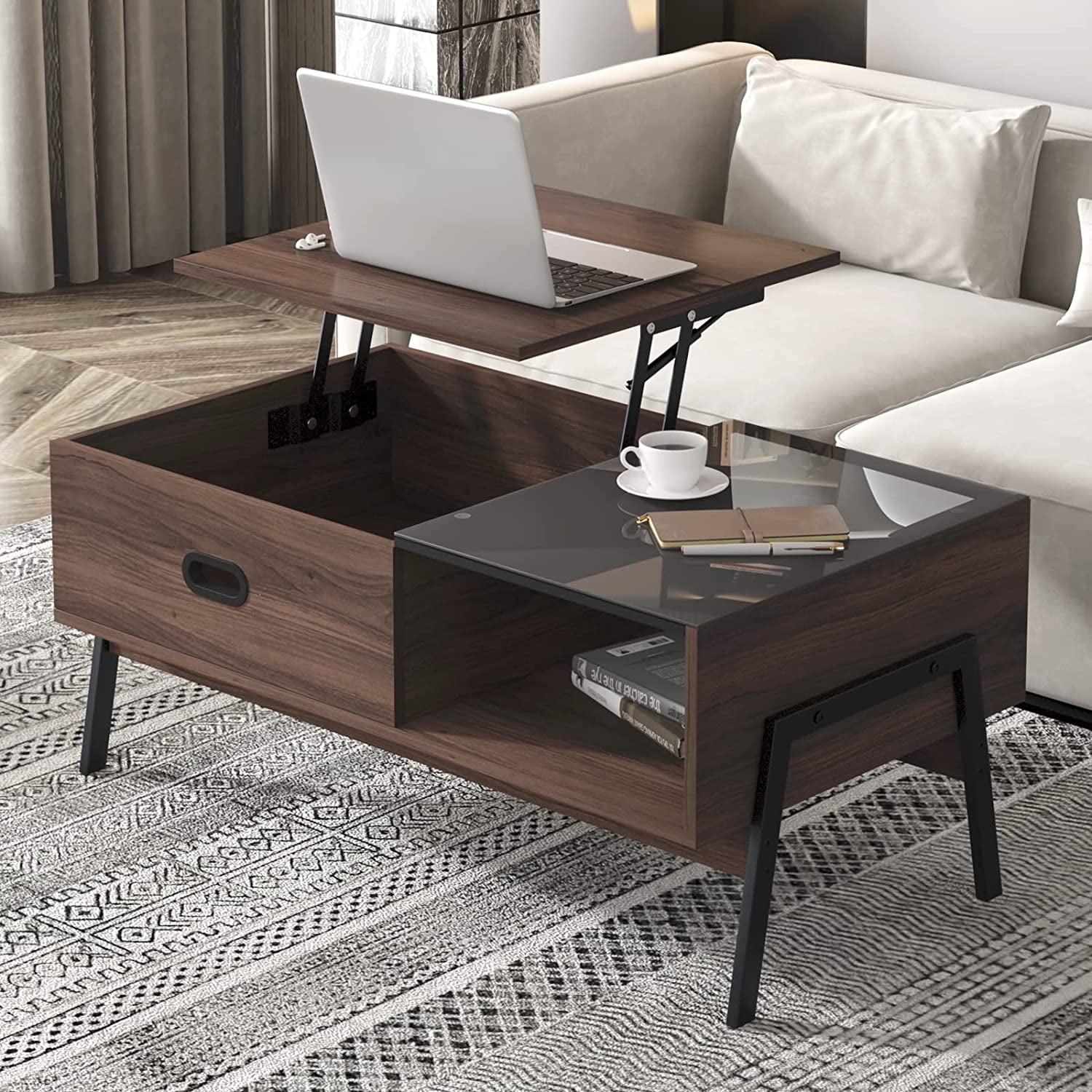 Buy Soges Lift Top Coffee Table, Modern Coffee Table Lift Top with ...