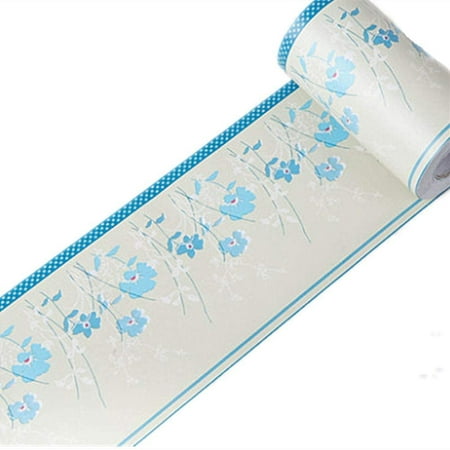 Blue Flower Wall Border Self-Adhesive Wallpaper Border Covering Borders ...