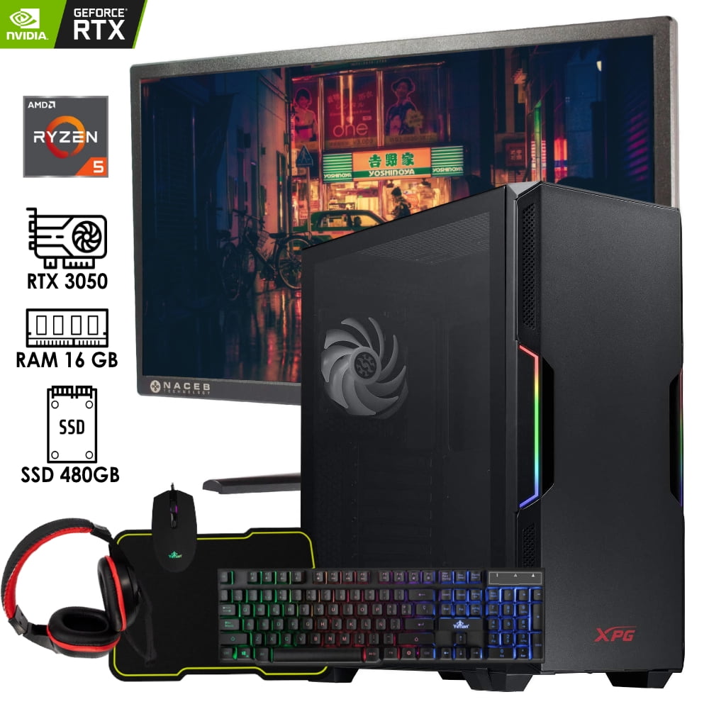 PC gamer Ryzen 5 5600G AMD RAM 16GB SSD 480GB NVIDIA RTX 3050 MONITOR ...