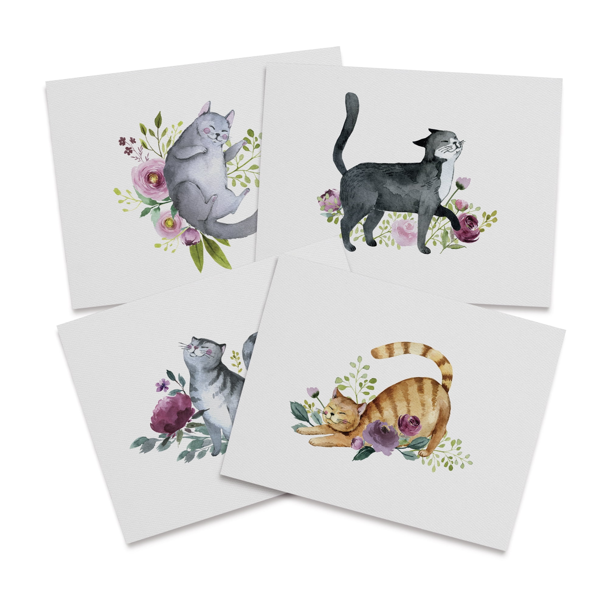 Twigs Paper - Cat Note Cards - Set of 12 Blank Assorted Cards (5.5 x 4. ...