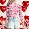 CAIXIA Valentines Day Women's Mesh Tops Cute Heart Long Sleeve Sheer T ...