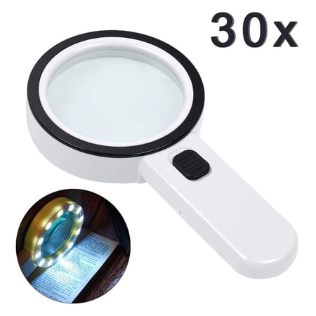 Handheld Magnifying Glass Double-Layer Lens with LED Lamp Reading Glass ...