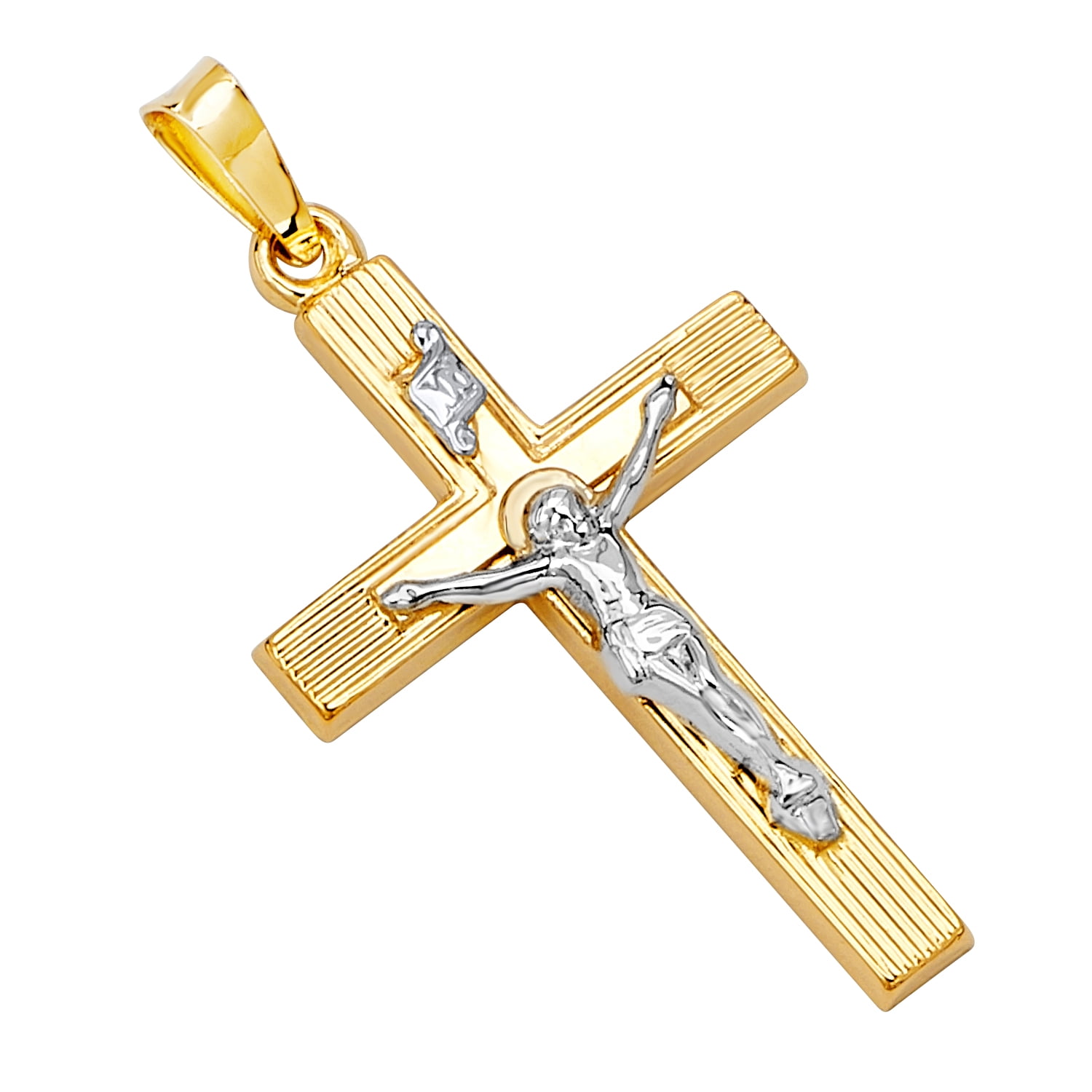 Wellingsale 14K Two 2 Tone White and Yellow Gold Polished Religious ...