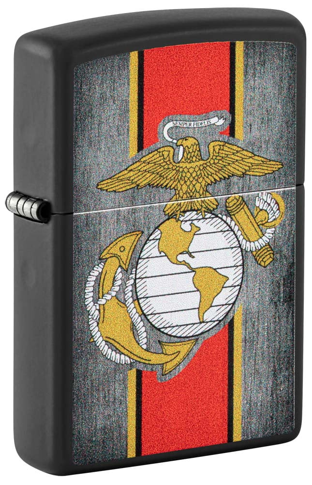 Zippo Lighter: USMC Marines Color Logo - Black Matte 81254 - Walmart.com