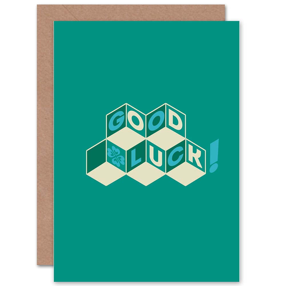 Good Luck Blocks Green Greetings Card Plus Envelope Blank inside ...