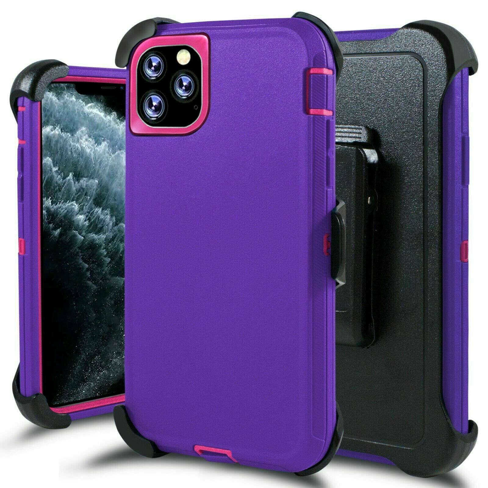 Tough Armor Shockproof Case + Kickstand Belt Clip (Purple & Pink) Cover ...