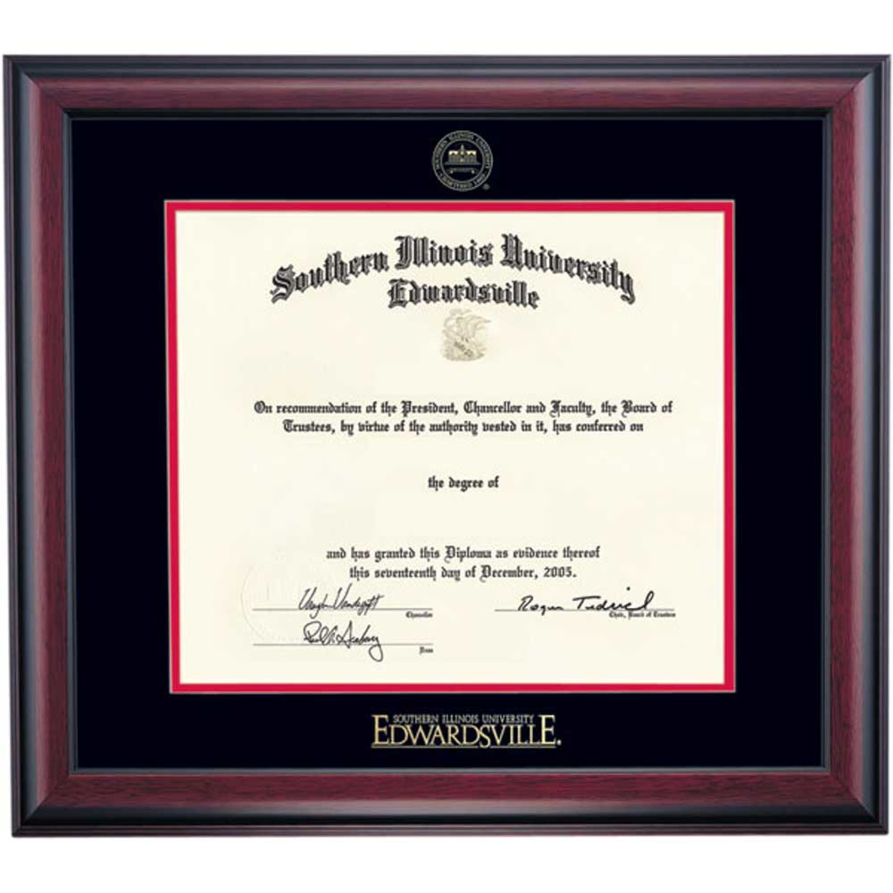OCM Diploma Frame for Southern Illinois University Edwardsville, 19" x ...