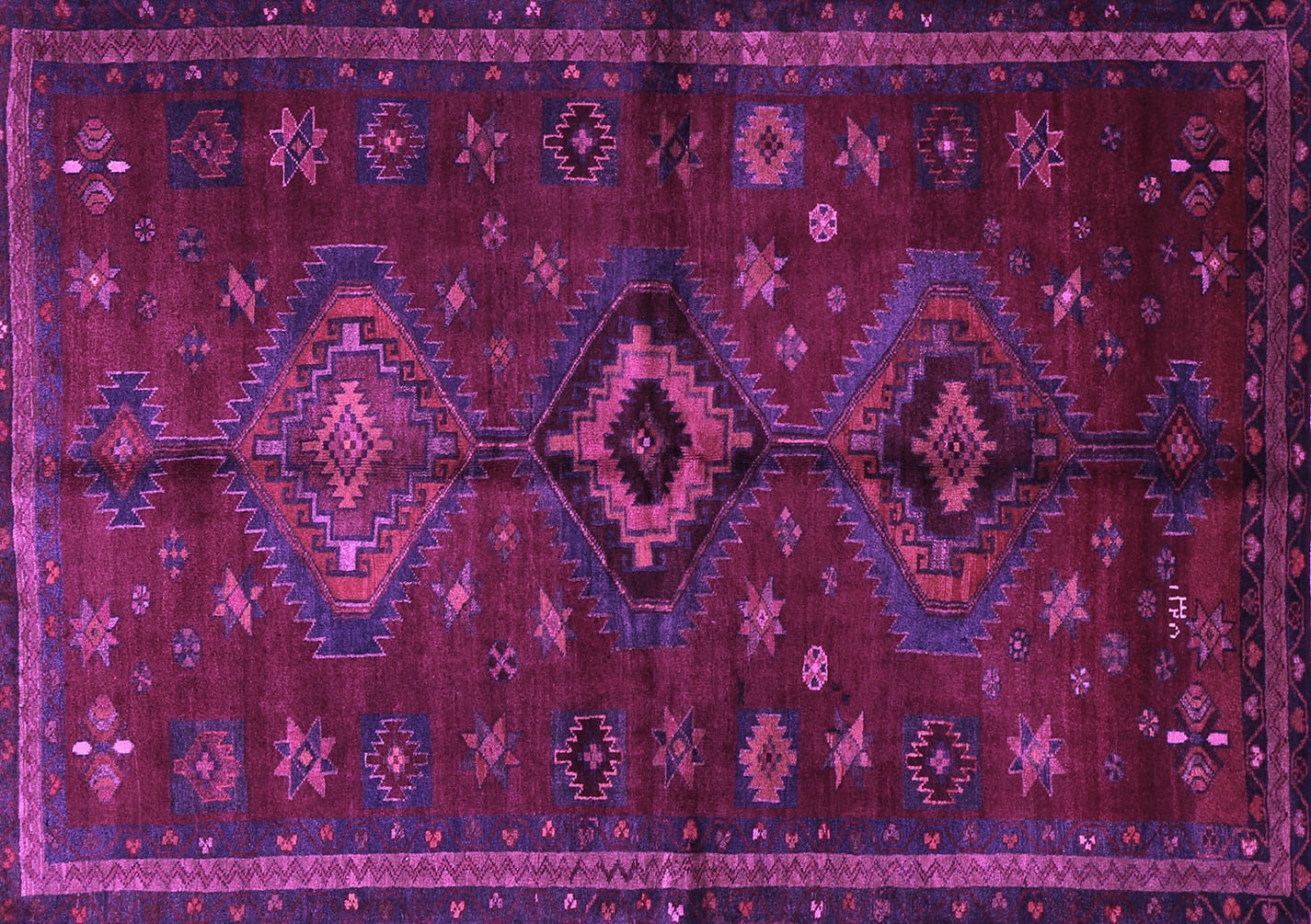 Ahgly Company Indoor Rectangle Persian Purple Traditional Area Rugs, 2 ...
