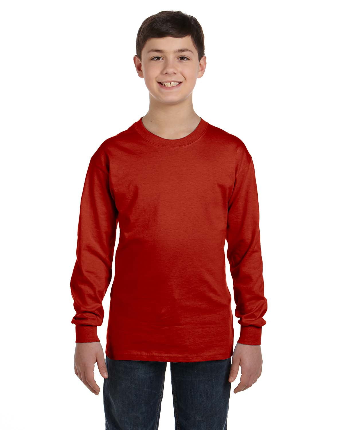 The Hanes Youth 61 oz Tagless ComfortSoft Long Sleeve T-Shirt - DEEP ...