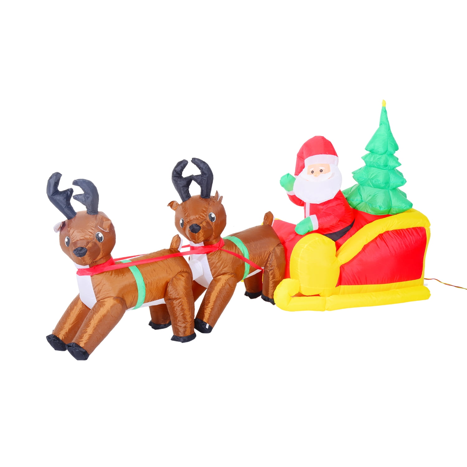 7 Santa Claus With Reindeer And Sleigh Led Lighted Outdoor Air Blown