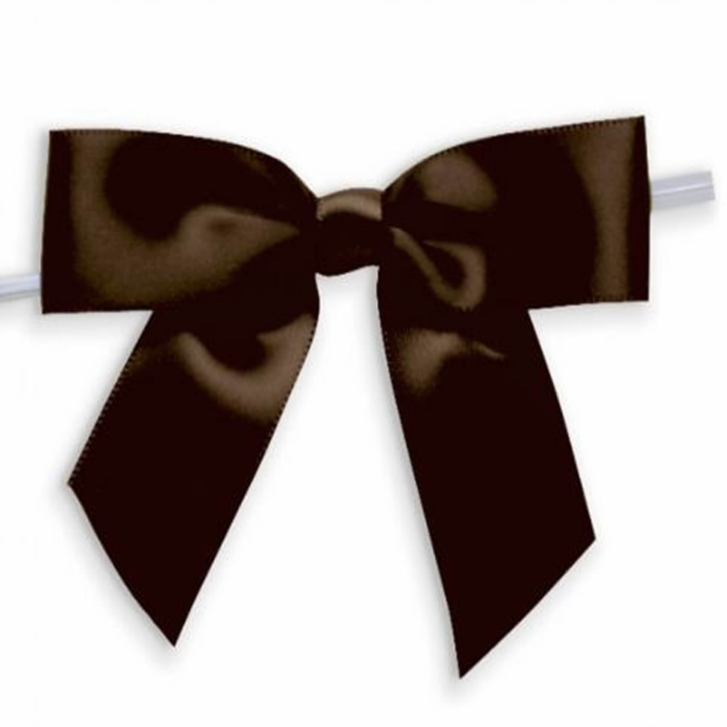 Weststone 50pcs Satin Brown Bows 3 1/2" Span x 2" Tail, Ribbon Width 1 ...