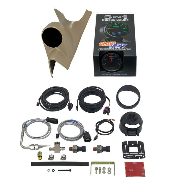 GlowShift 2003-2007 Ford Super Duty Power Stroke Tan Single Gauge ...